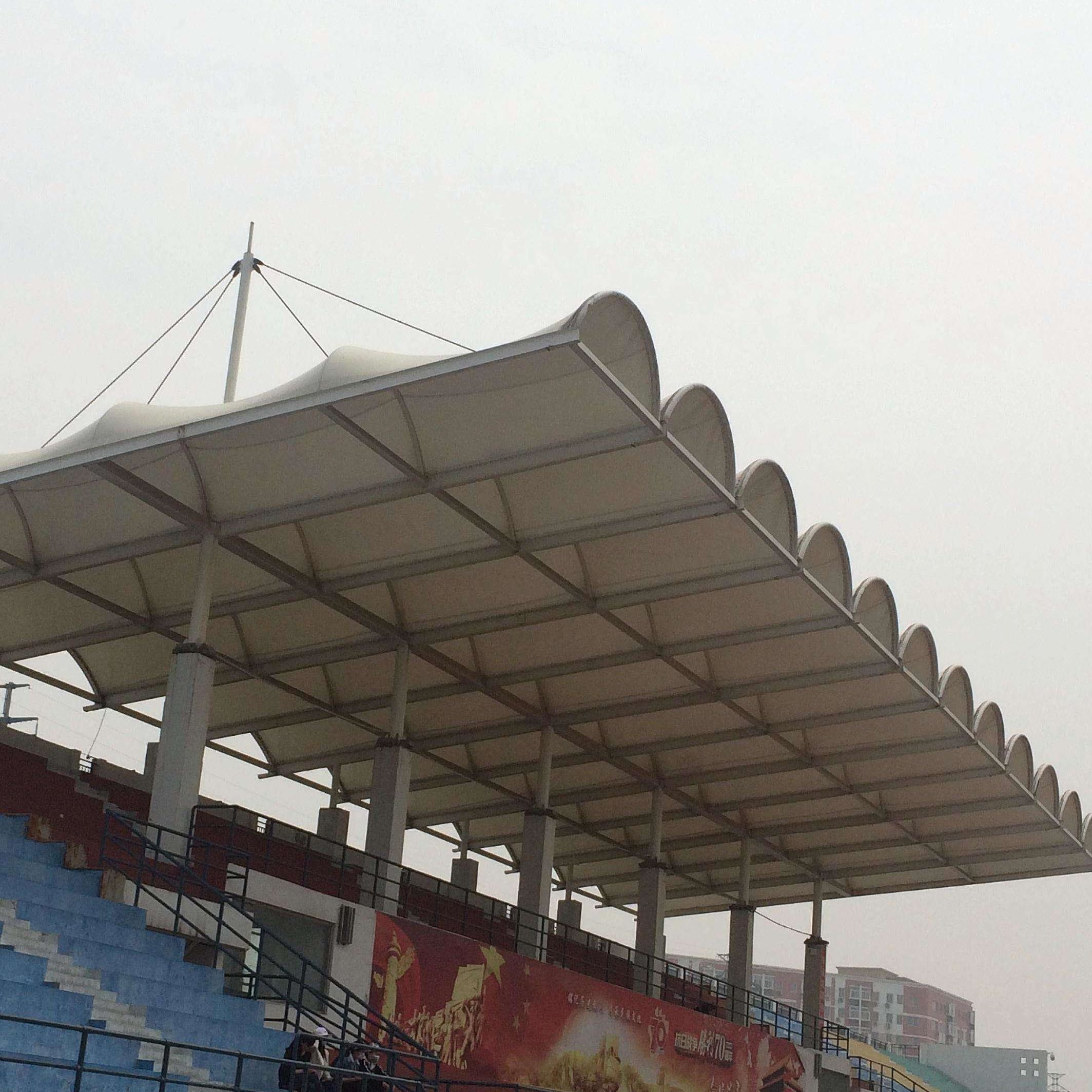 PU Curved Tensile Membrane Roof PTFE Membrane Architecture Cutting