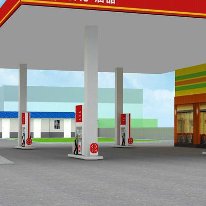 Q345 Prefabricated Gas Station Canopy Steel Structure EPS Roof